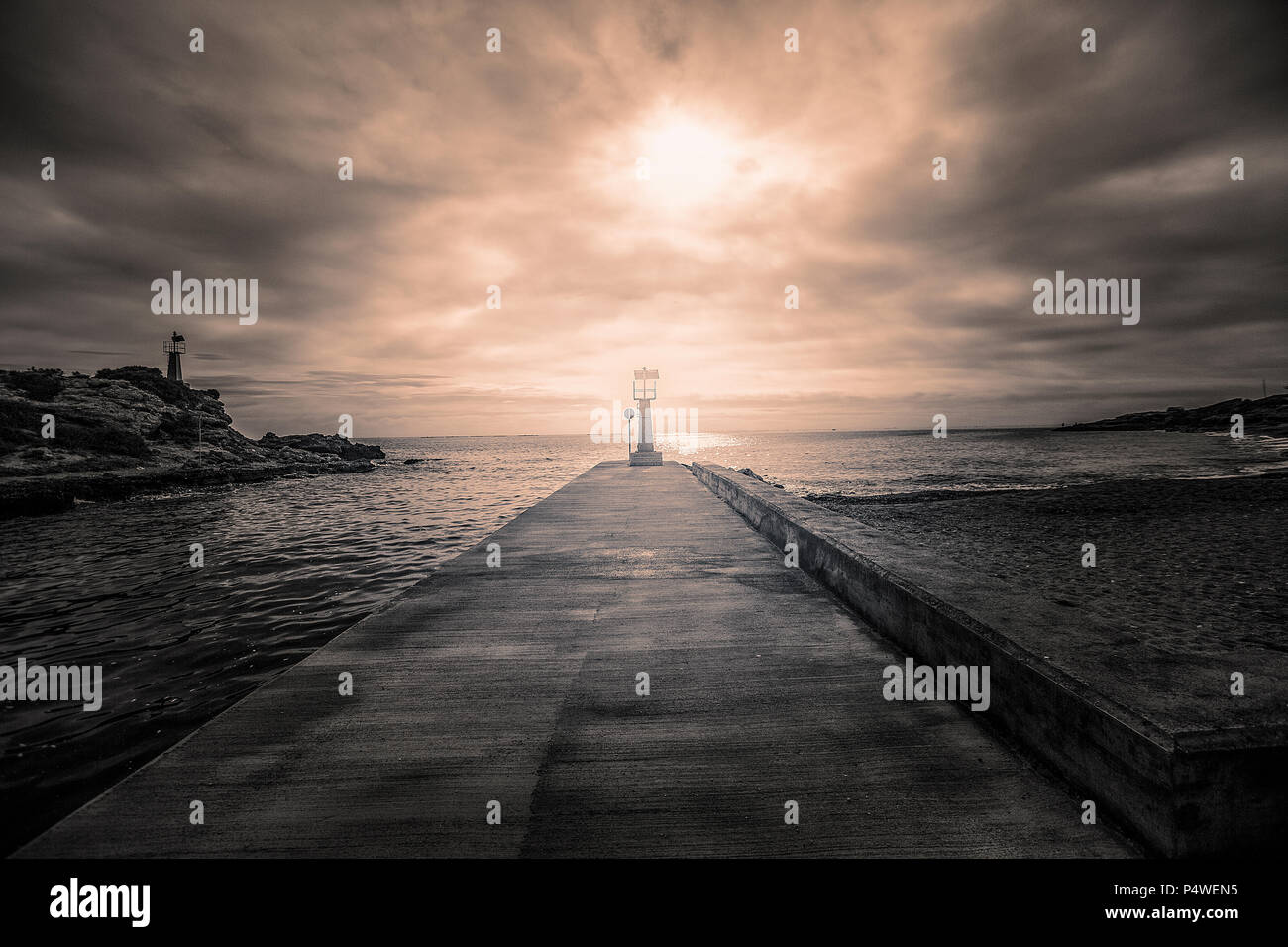 Landscape with a lighthouse Stock Photo - Alamy