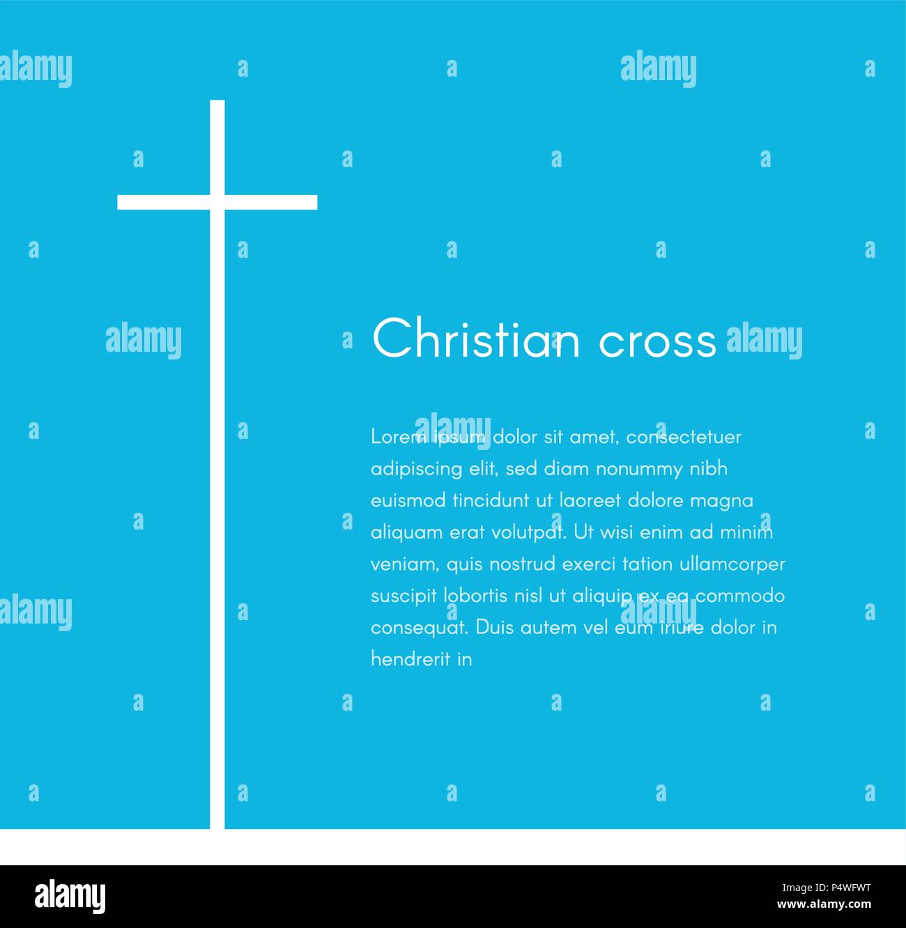 Christian cross silhouette. Religion symbol. White cross on blue ...