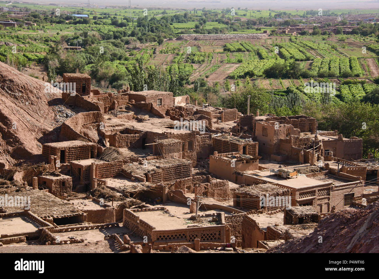Ancient mud brick village in the Tuyoq Valley, Turpan, Xinjiang, China ...