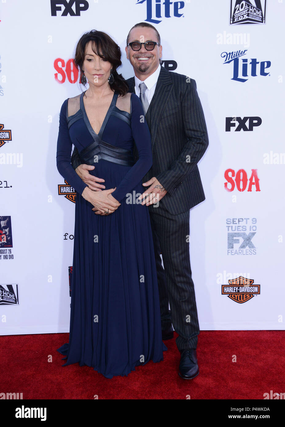 Katey Sagal and husband Kurt Sutter at the premiere of 'Sons Of Anarchy' season 7 at the TCL ...