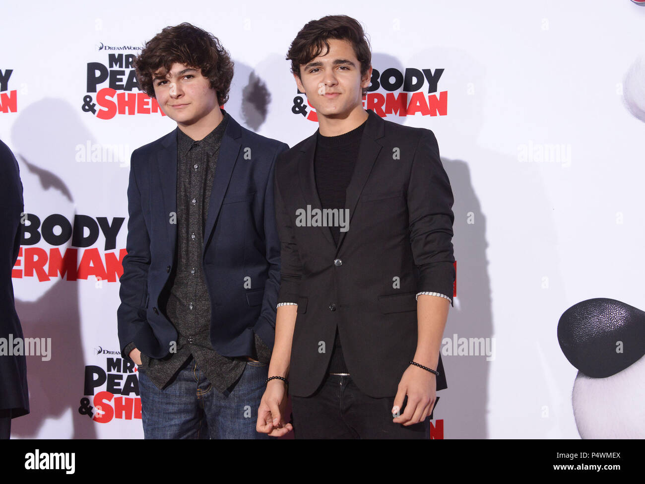 Mason Charles, Logan Charles arriving at the Mr Peabody & Sherman ...