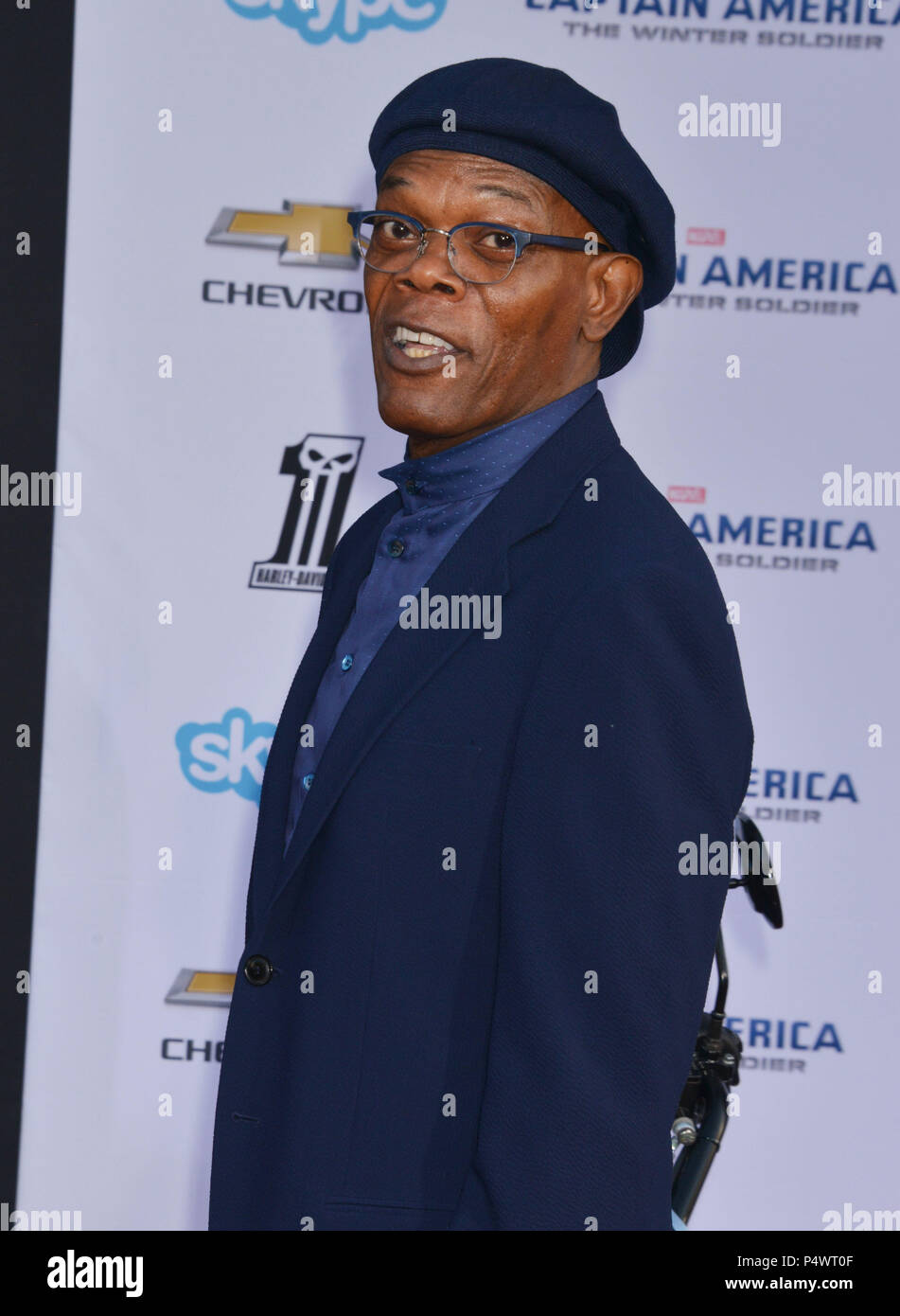 Samuel Jackson arriving at the Captain America Premiere at the El ...