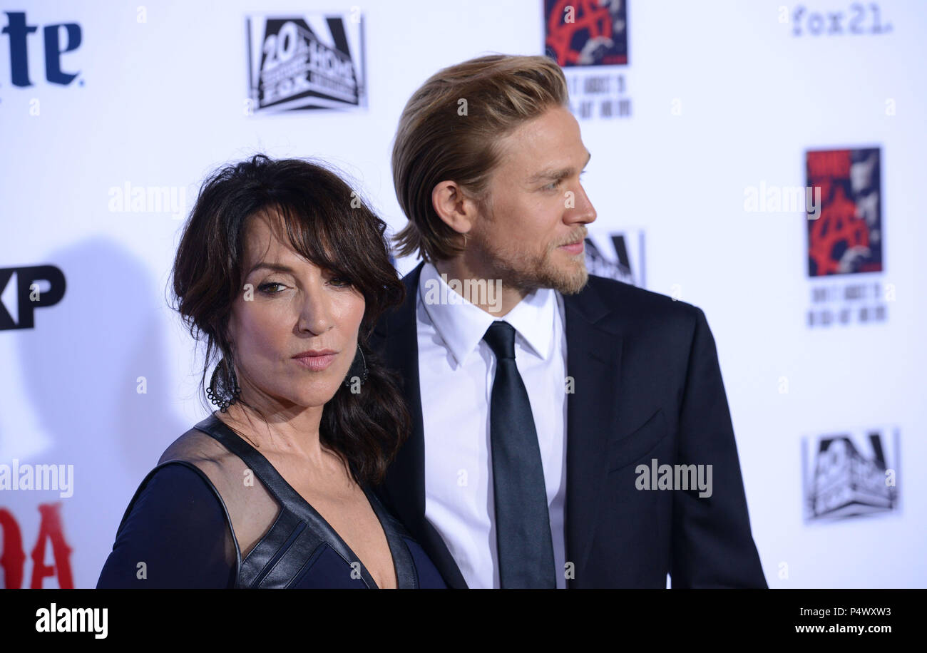 Charlie Hunnam and Katey Sagal at the premiere of 'Sons Of Anarchy' season 7 at the TCL Chinese ...