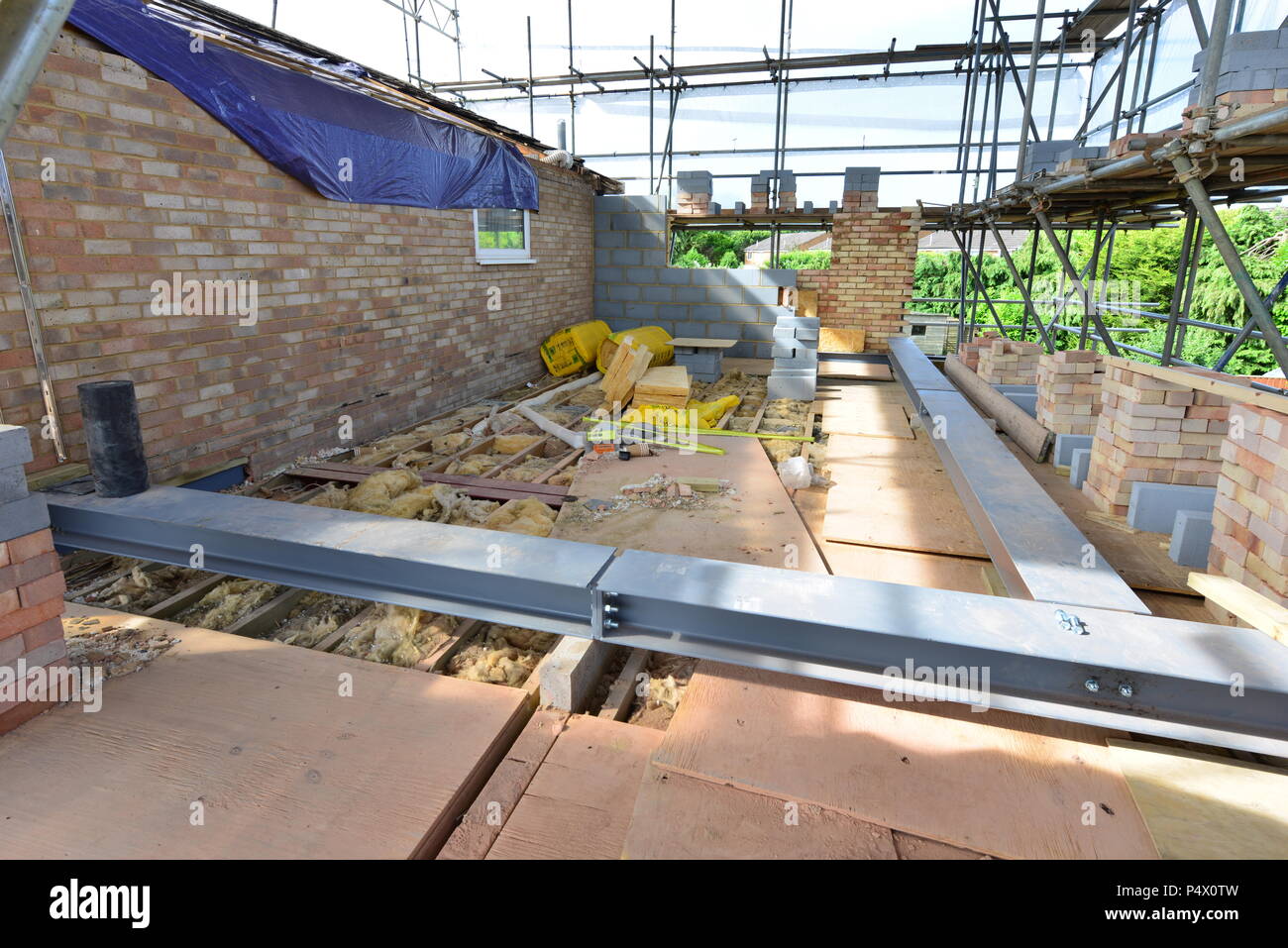 Steel supports for a first storey extension Stock Photo - Alamy