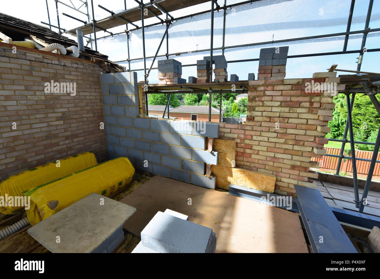 Steel supports for a first storey extension Stock Photo - Alamy