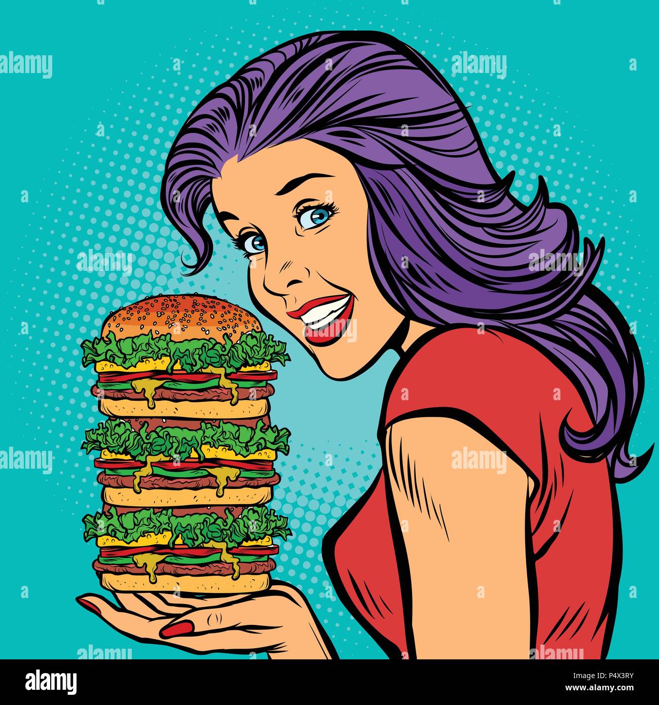 People eating fast food Stock Vector Images - Alamy