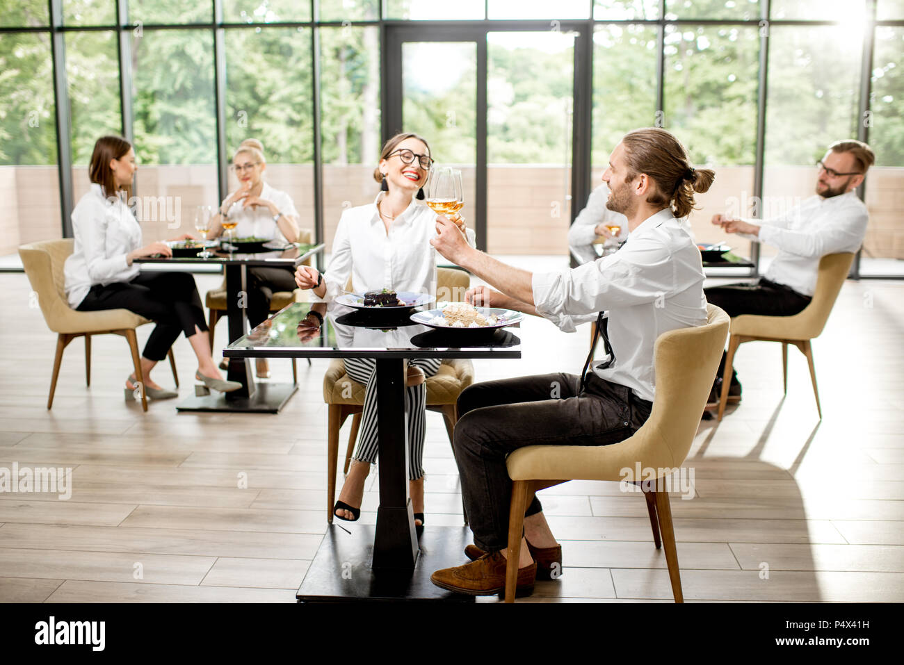 Two People Eat Restaurant Window High Resolution Stock Photography and ...