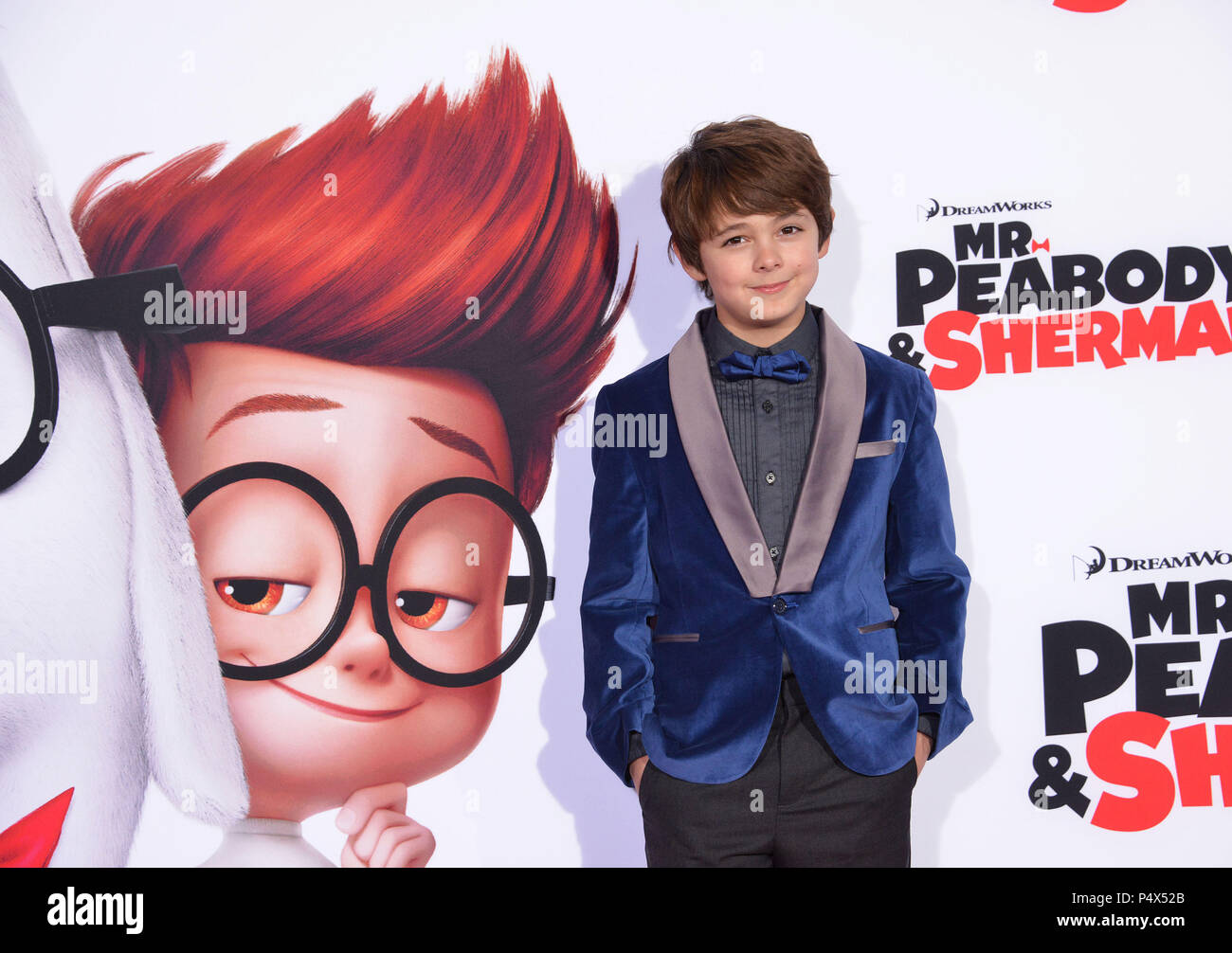 Max Charles arriving at the Mr Peabody & Sherman Premiere at the ...