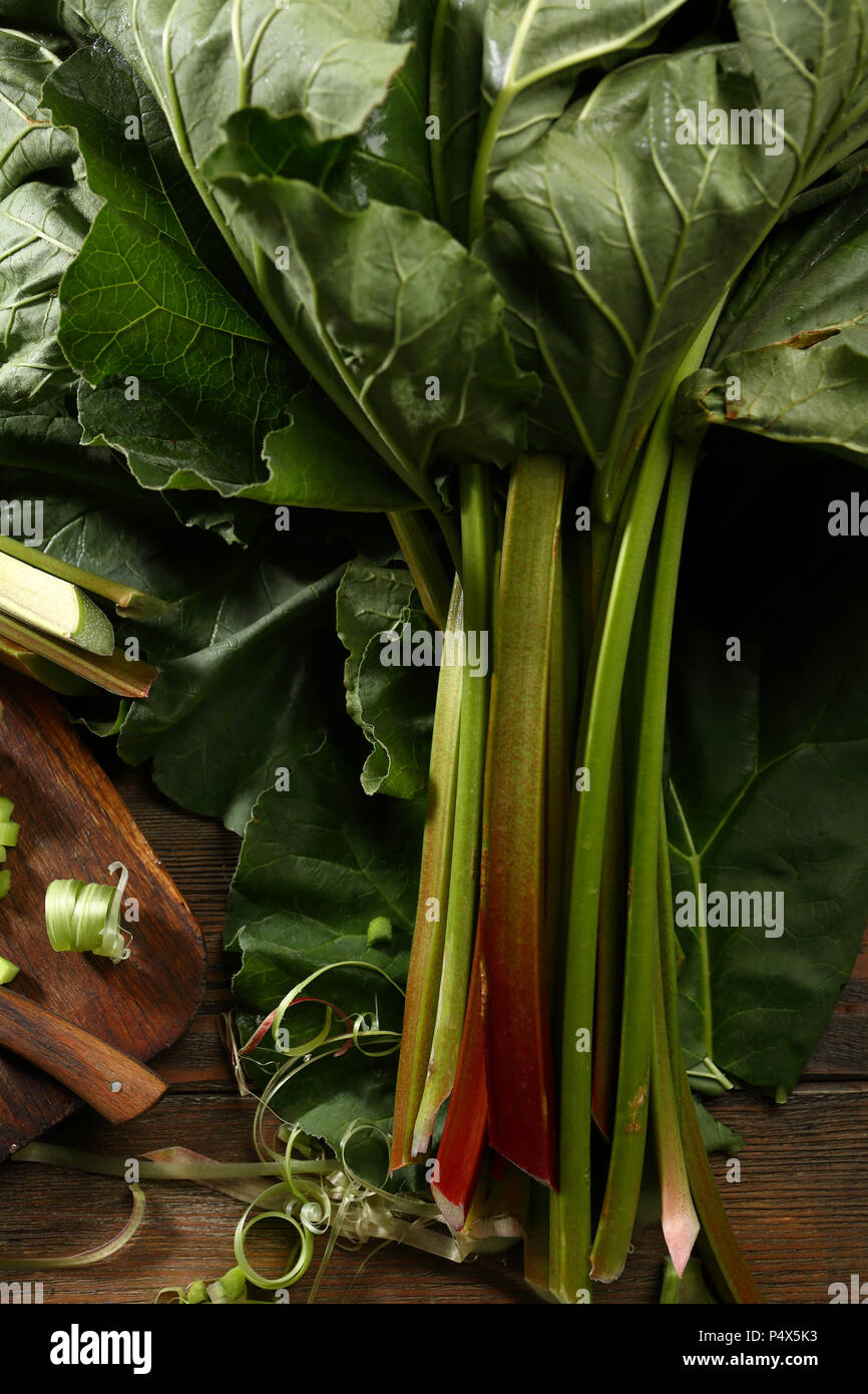 Seasonal rhubarb sticks, cooking food Stock Photo - Alamy
