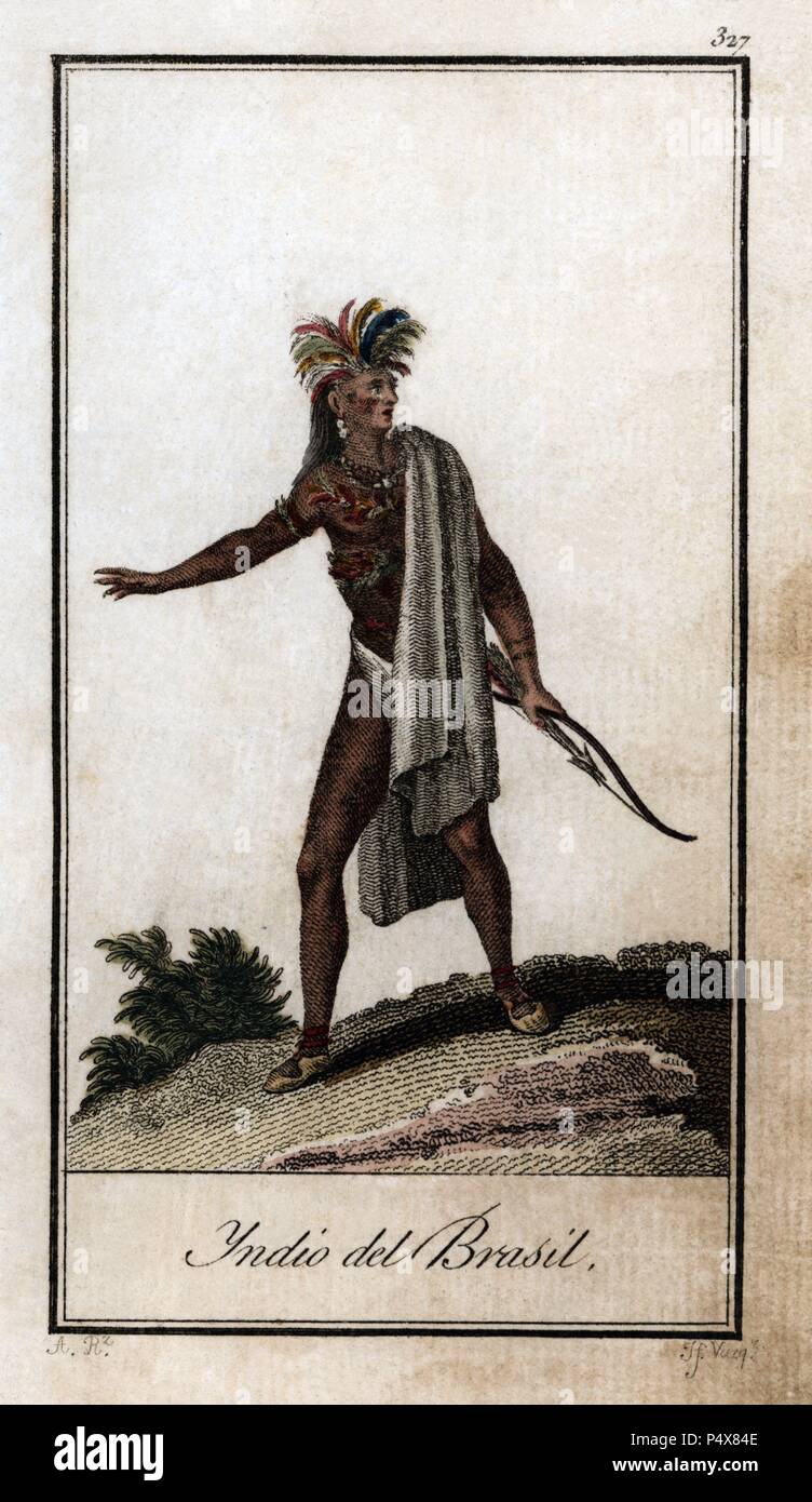 Indio del Brasil. Grabado en color de 1805 Stock Photo - Alamy