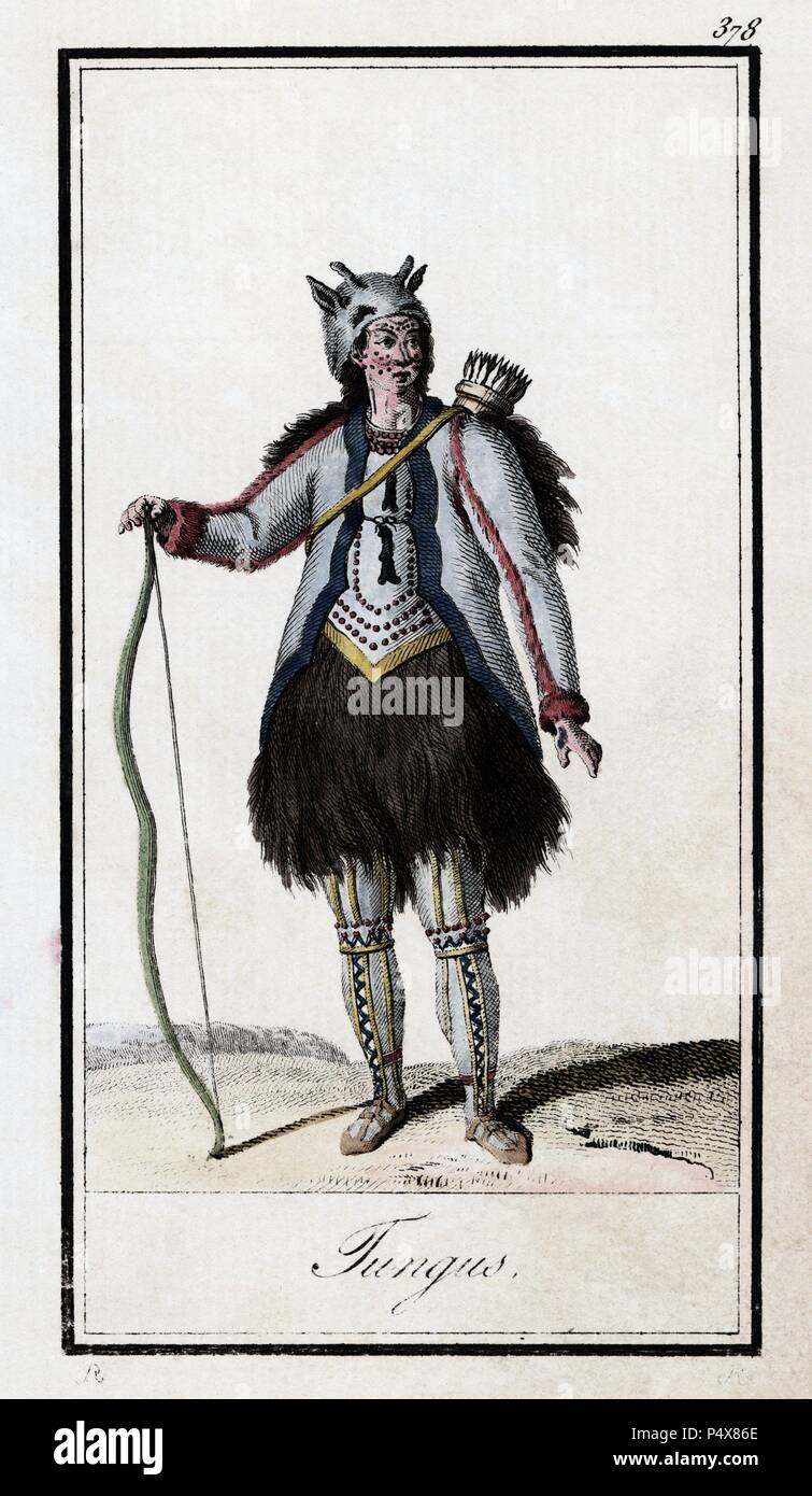 Tungus de Siberia. Grabado en color de 1805 Stock Photo - Alamy