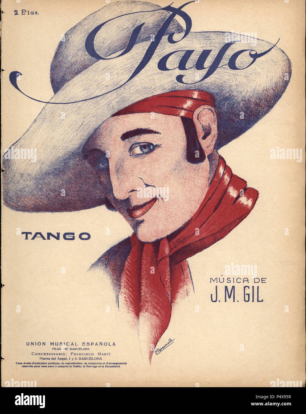 Partitura musical del tango "Payo", de José M. Gil. Editado por Unión ...