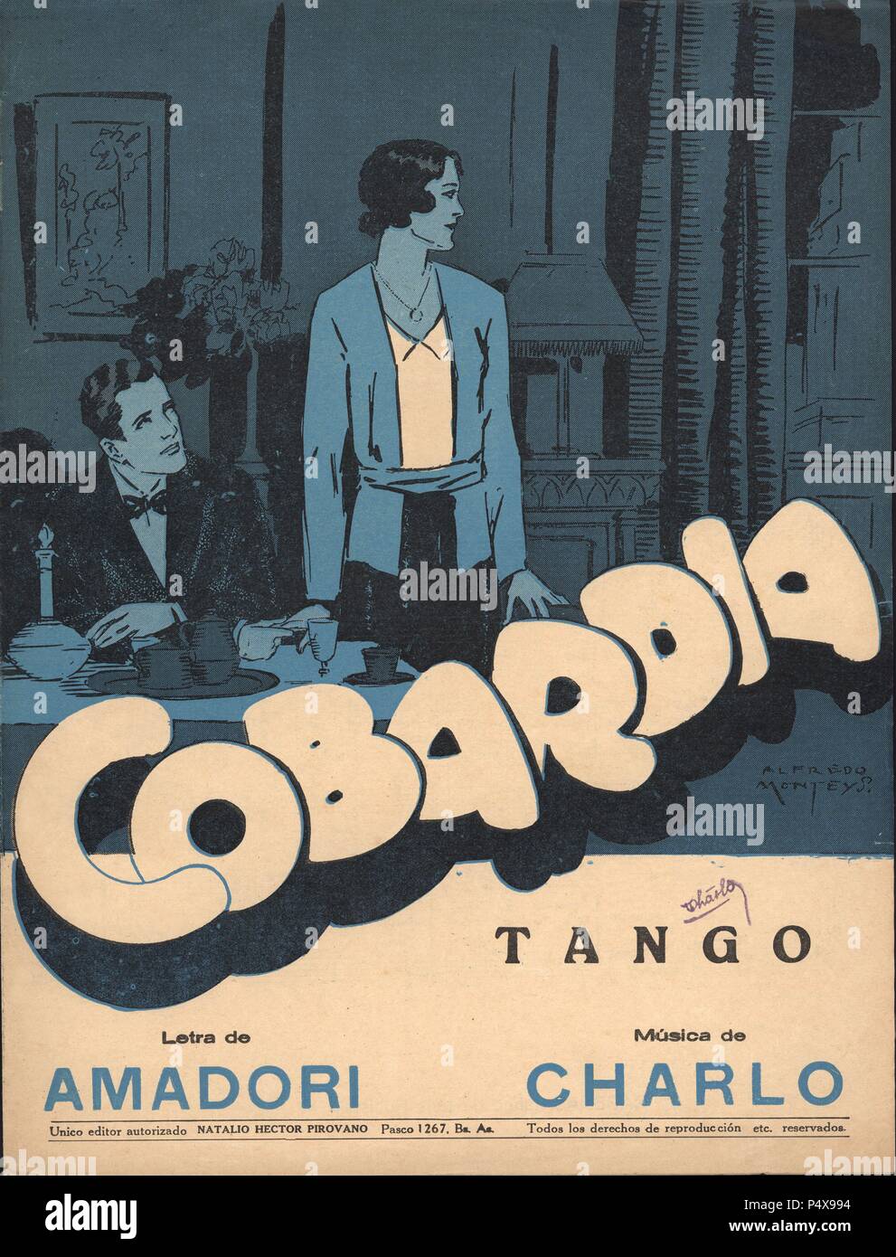 Partitura musical del tango "Cobardía", música de Charlo. Carlos José ...
