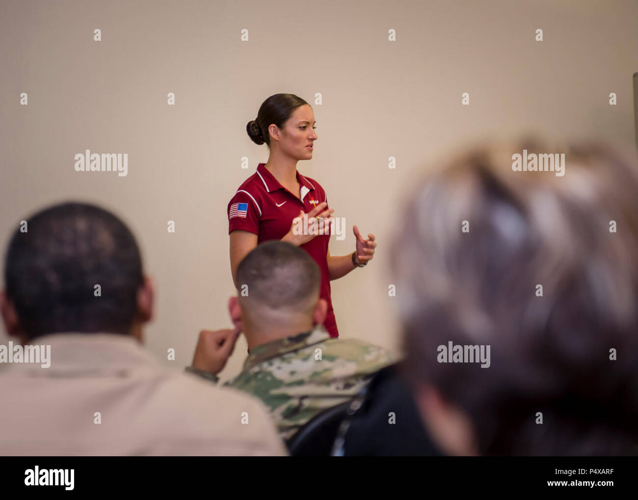 (FORT BELVOIR, Va. (May 10, 2017)--Army Sgt. Elizabeth Marks tours the ...