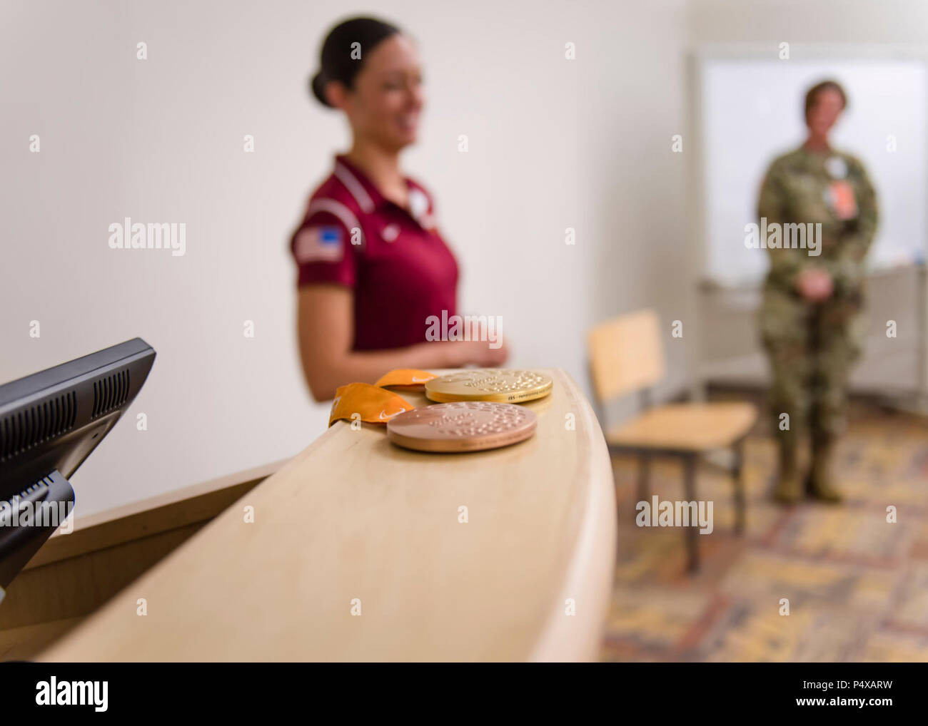 (FORT BELVOIR, Va. (May 10, 2017)--Army Sgt. Elizabeth Marks tours the ...