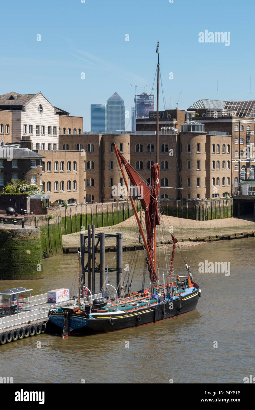 a traditional thames sailing barge on the river thames in central ...