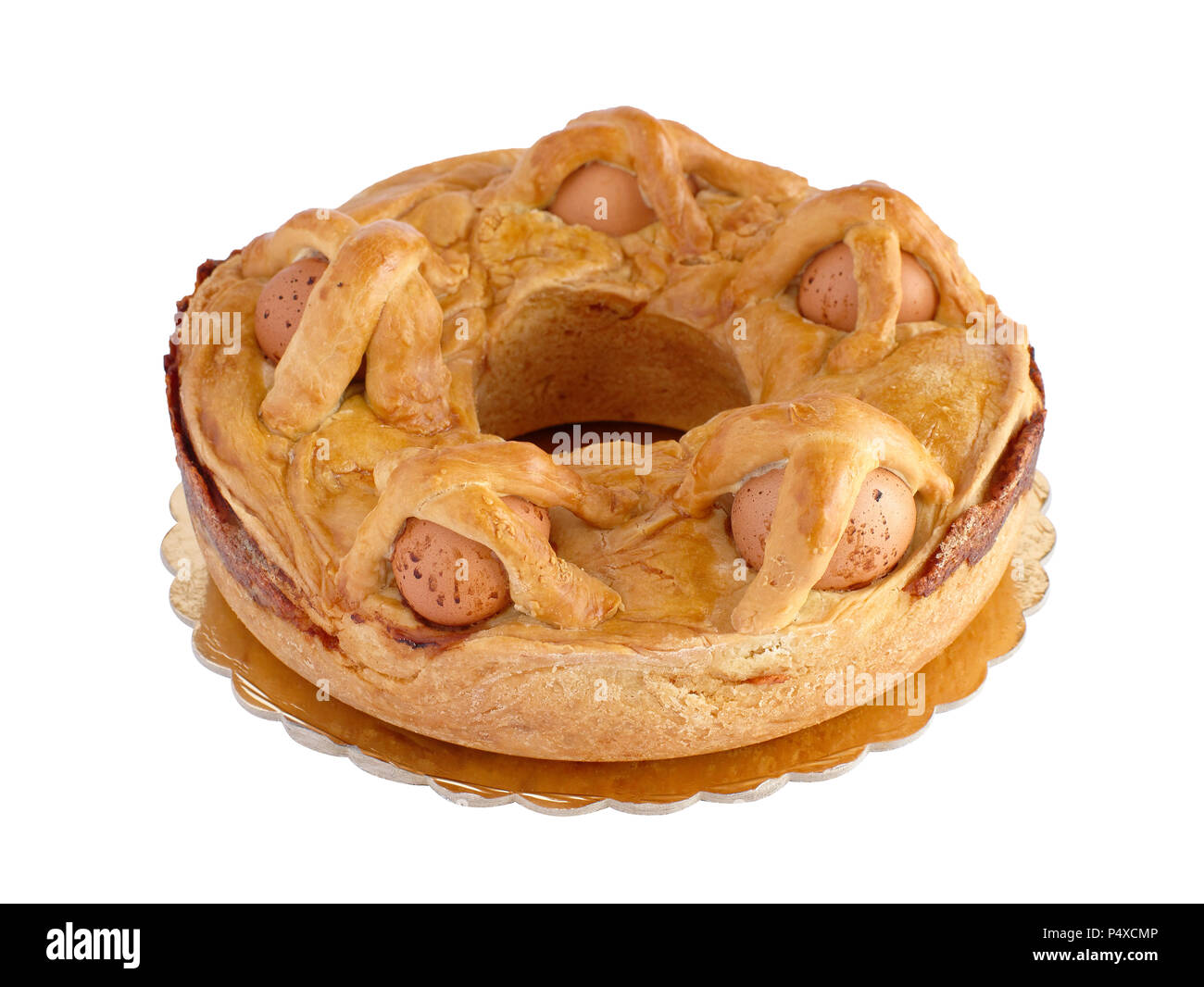 Neapolitan Stuffed Easter Bread Casatiello Isolated Stock Photo - Alamy