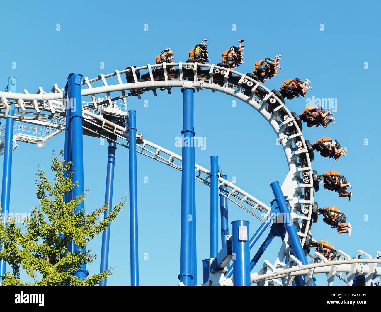 Upside down rollercoaster fun ride amusement park Stock Photo - Alamy