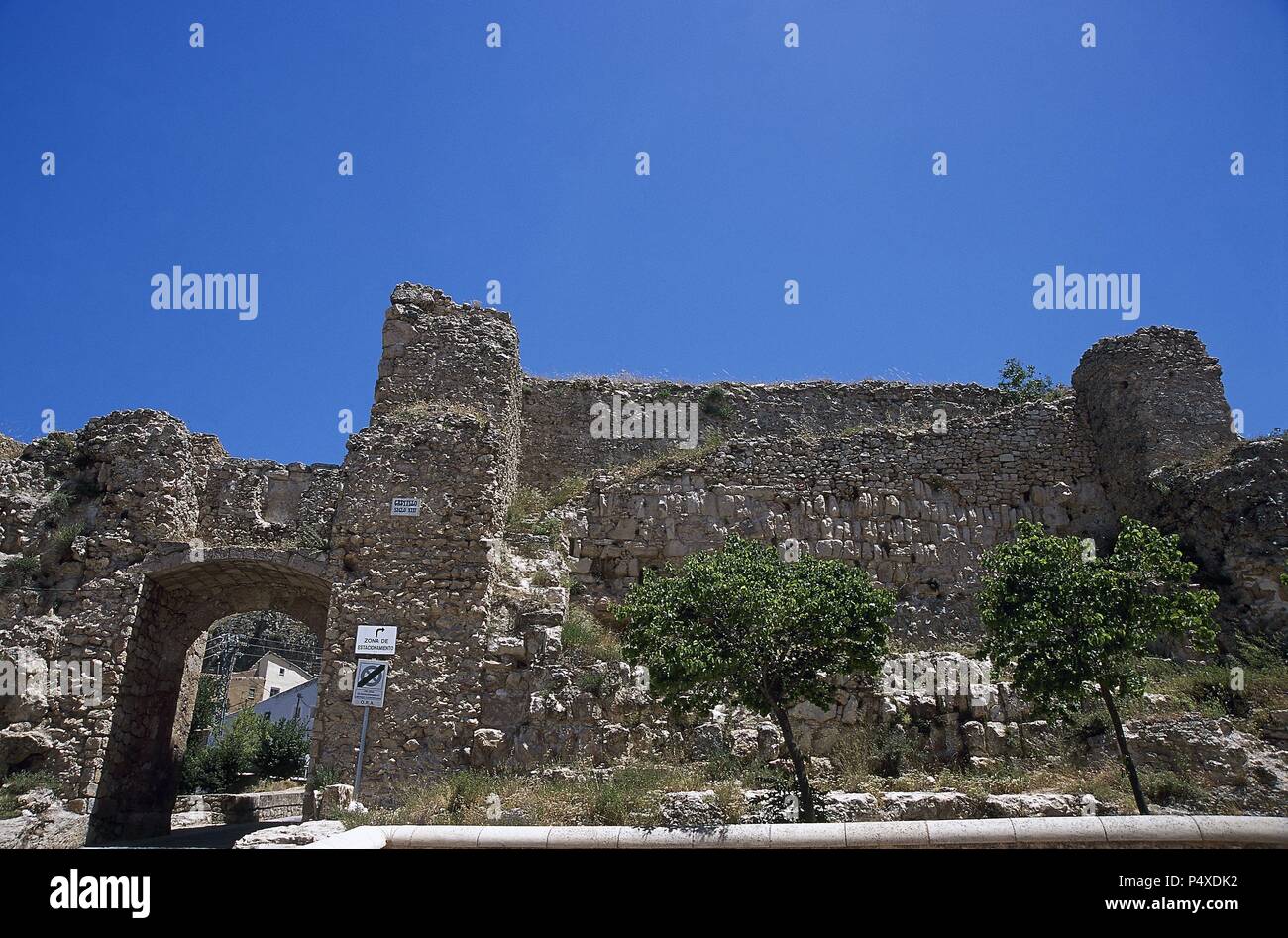 CUENCA. Ruins of the castle, built in the eighth century. Castile-la ...