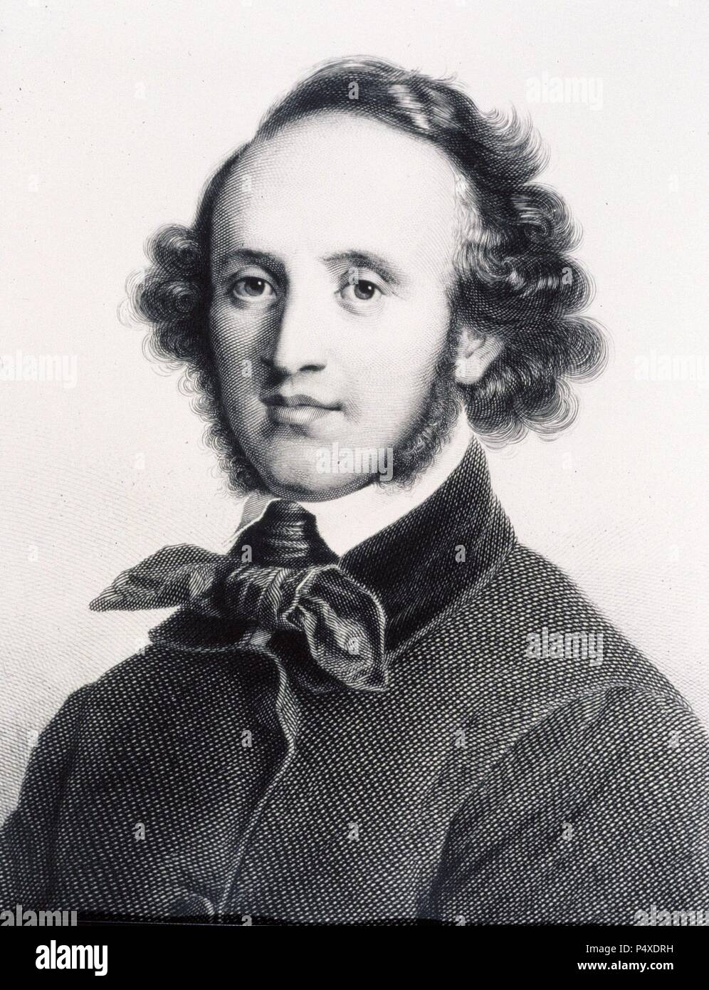 Felix Mendelssohn (1809-1847)-engraved by R.Reyher Stock Photo - Alamy