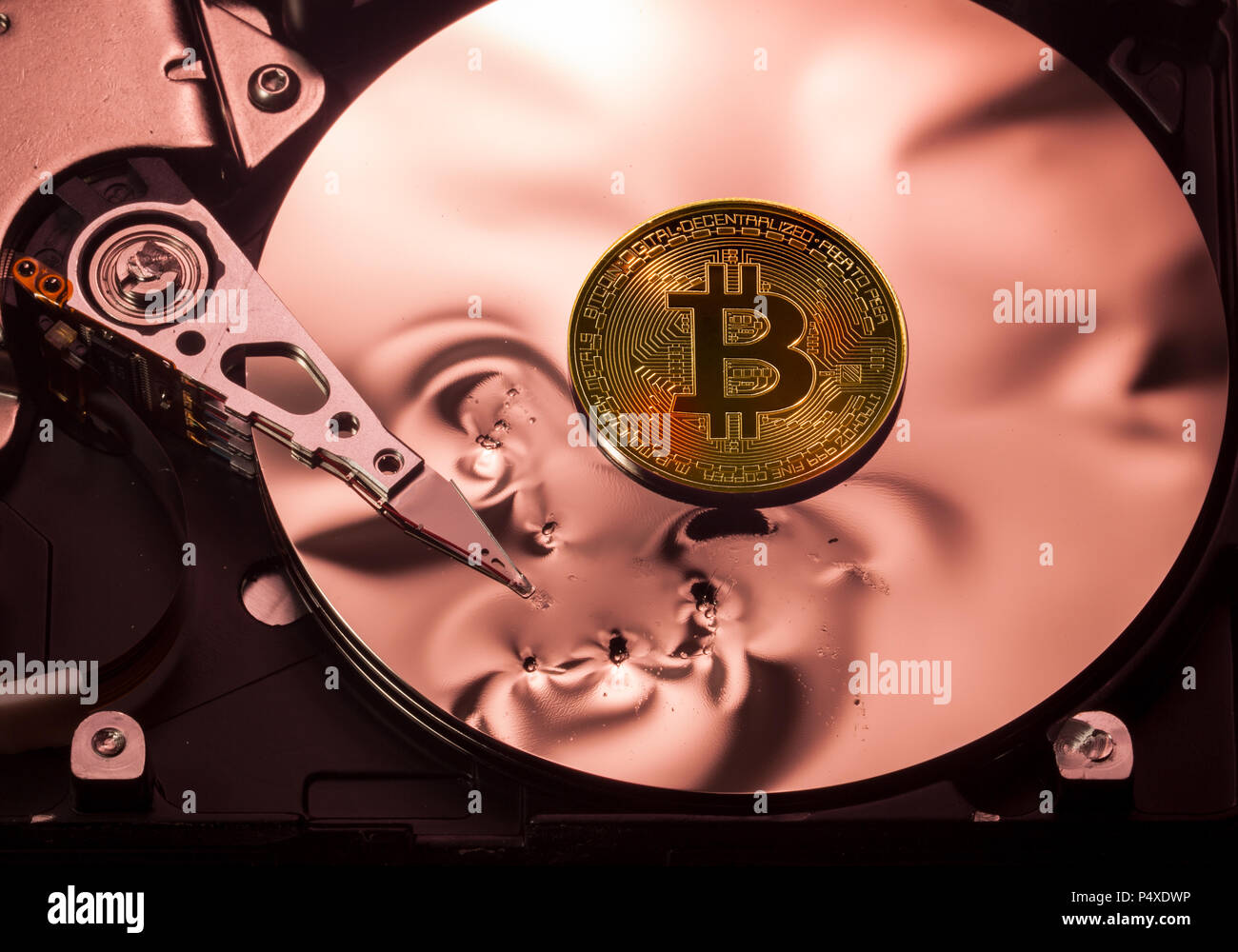Bitcoin price collapse concept using hard drive Stock Photo - Alamy