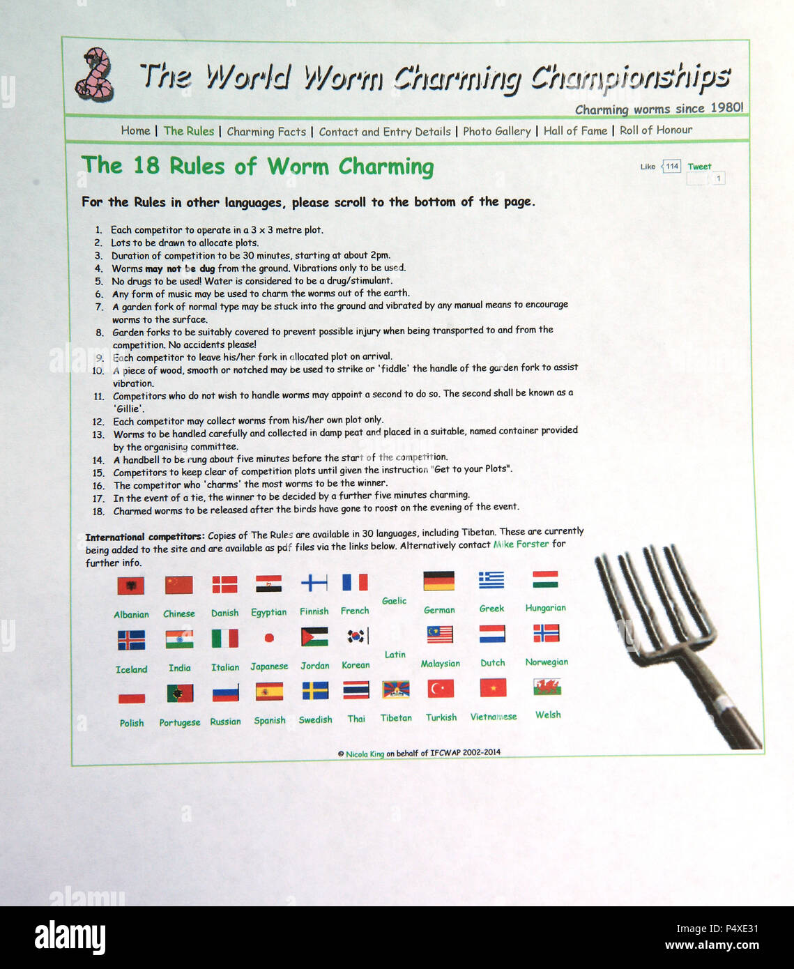 The rules on display as competitors try to coax the most worms out of ...