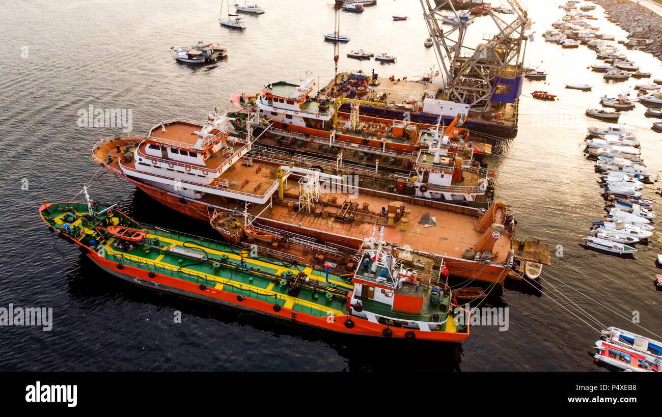 Group of Old Cargo Ships, Tugboats, Fishing Ships and Small Boats in ...