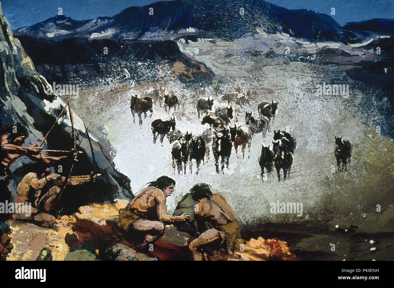 Prehistoric men hunting bow arrow hi-res stock photography and images ...