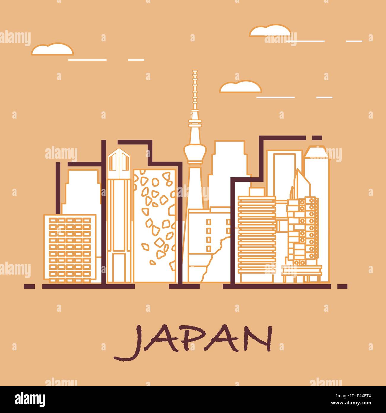Unusual Japanese architecture. Famous building and skyscrapers. Travel ...