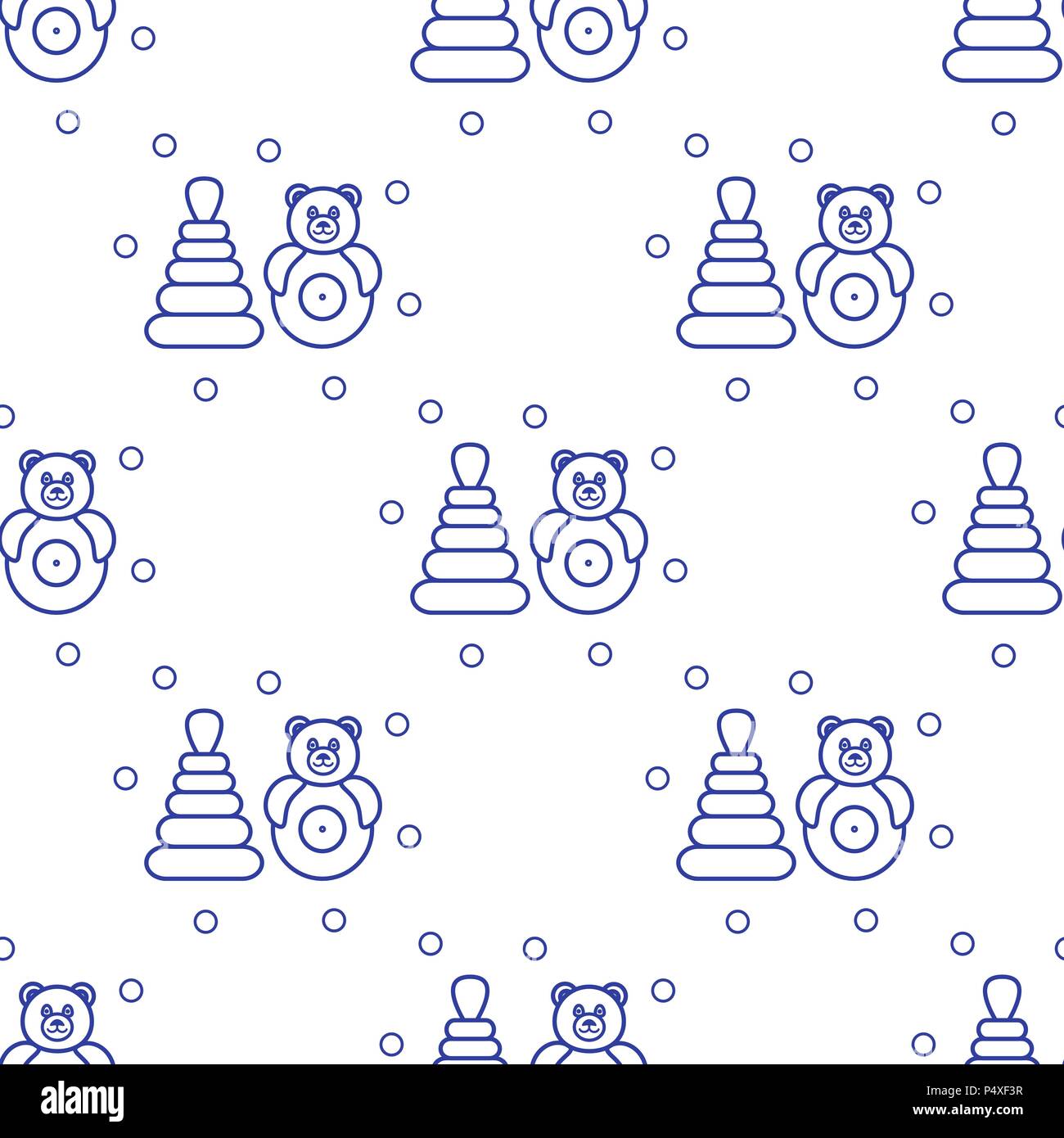 Seamless pattern with children's toys. Roly-poly, pyramid Stock Vector ...