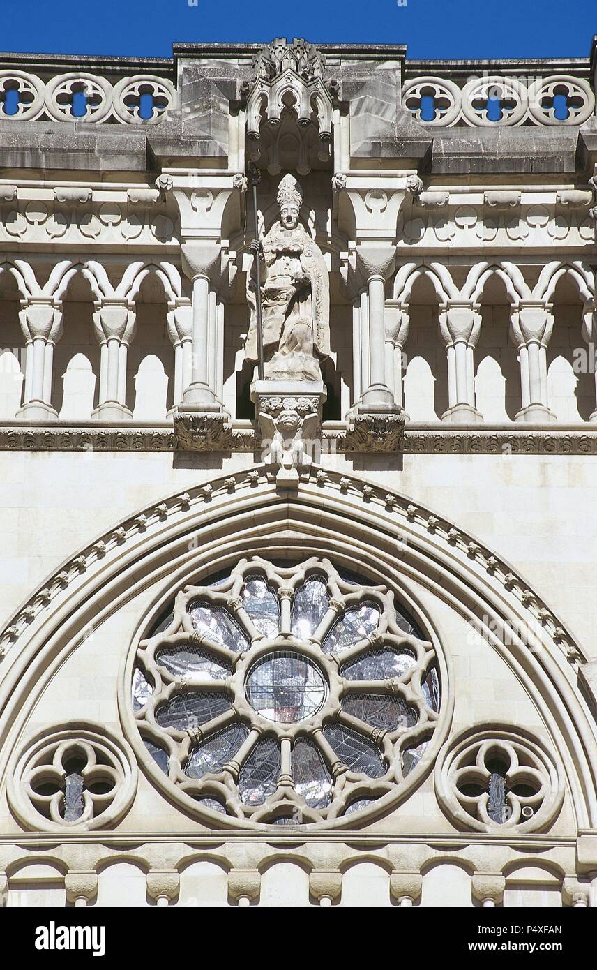 Spain. Cuenca. Rosette of the main facade of the Cathedral of Our Lady of Grace, built between ...
