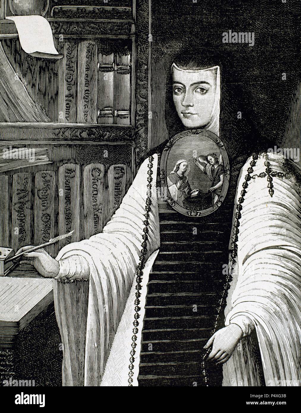 Sor Juana Ines de la Cruz (1648/1651-1695). Mexican writer Stock Photo ...