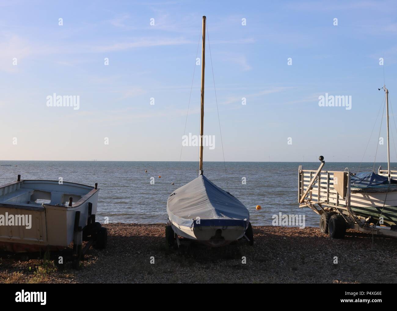 Boats on the beach at Whitstable , Kent Stock Photo - Alamy