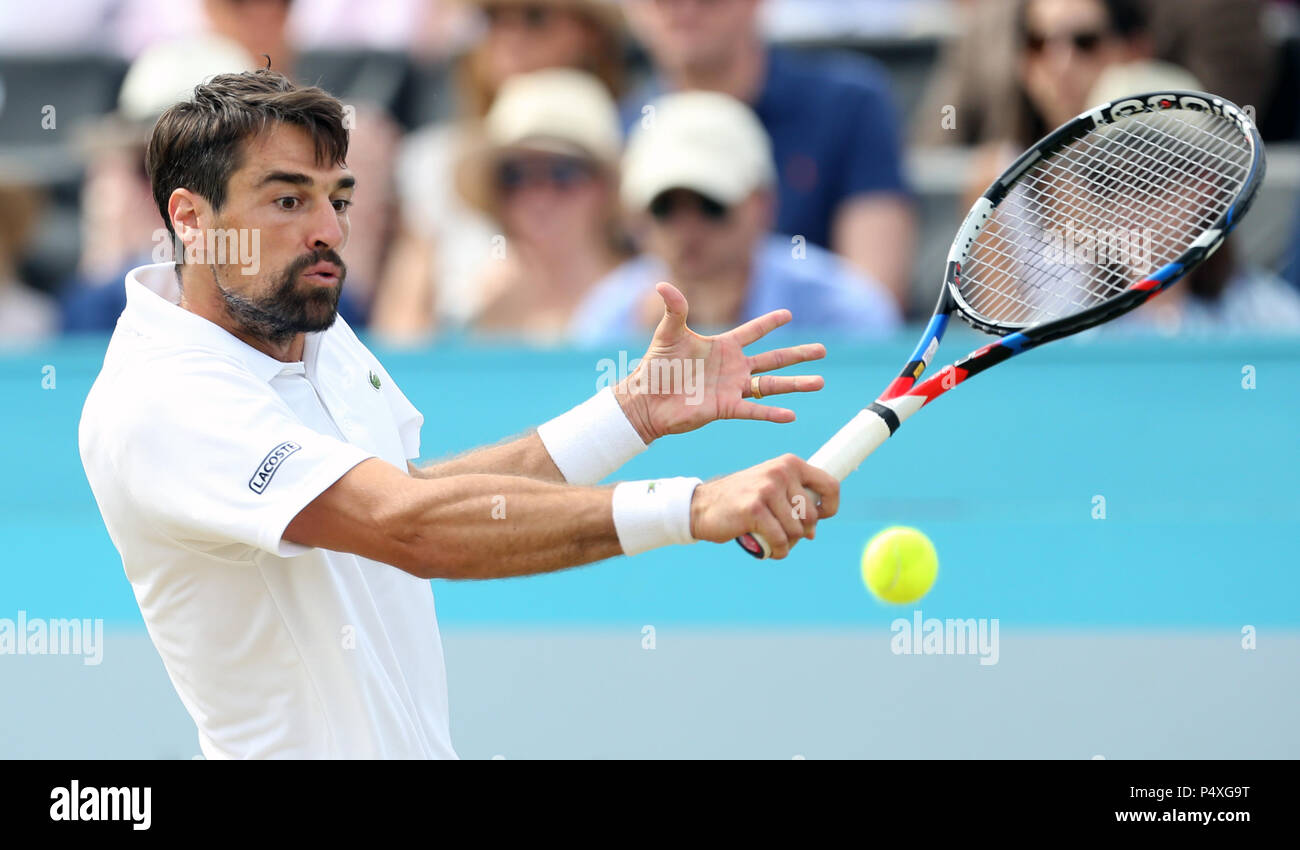 France's Jeremy Chardy during day six of the Fever-Tree Championship at ...