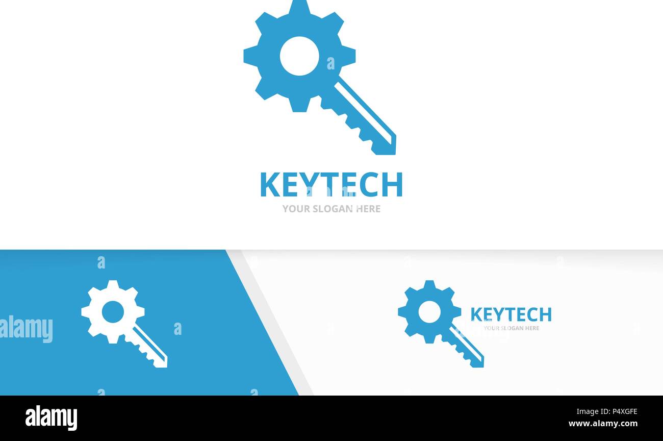 Vector key and gear logo combination. Lock and mechanic symbol or icon ...