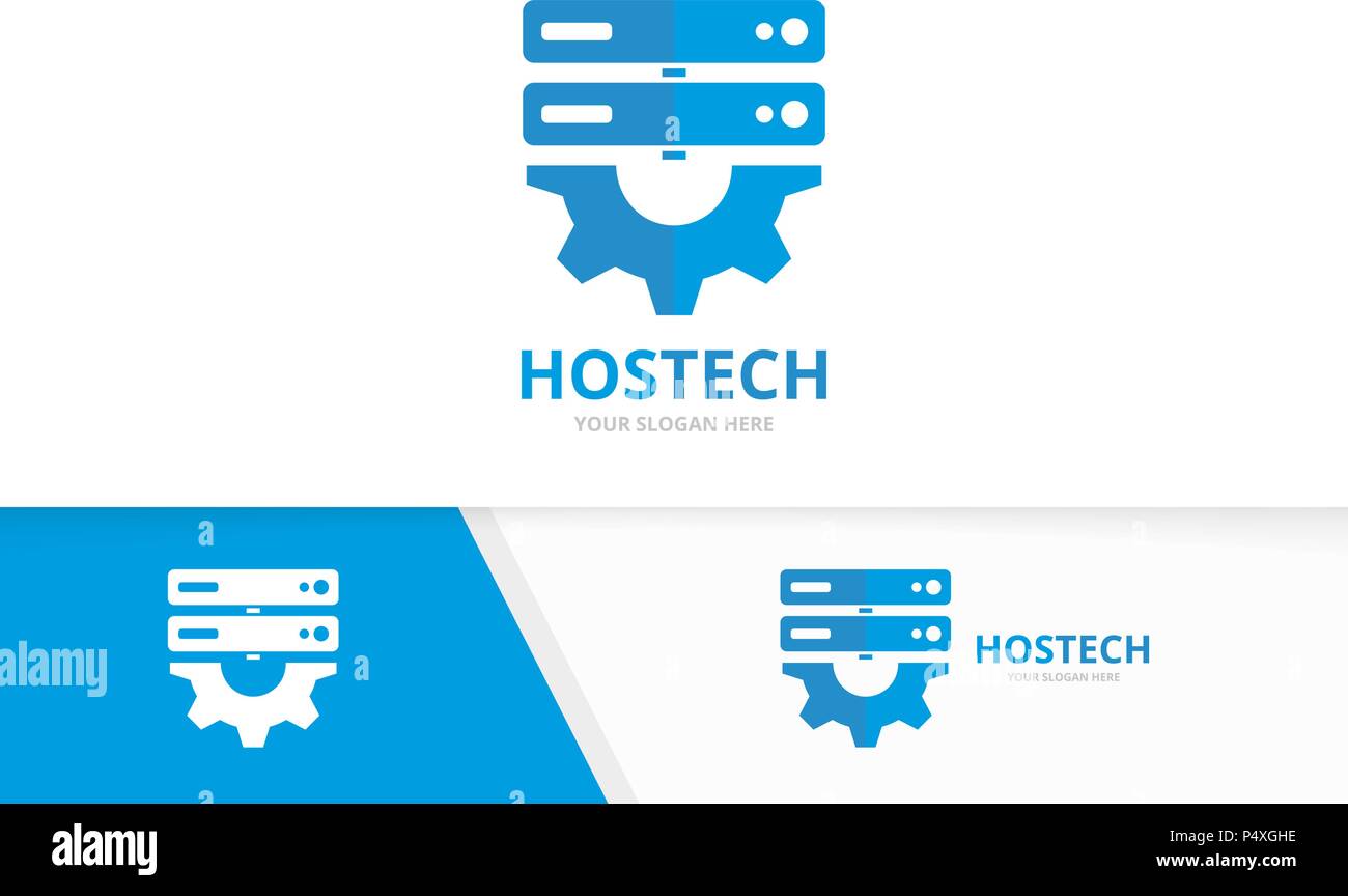 Vector host and gear logo combination. Server and mechanic symbol or ...