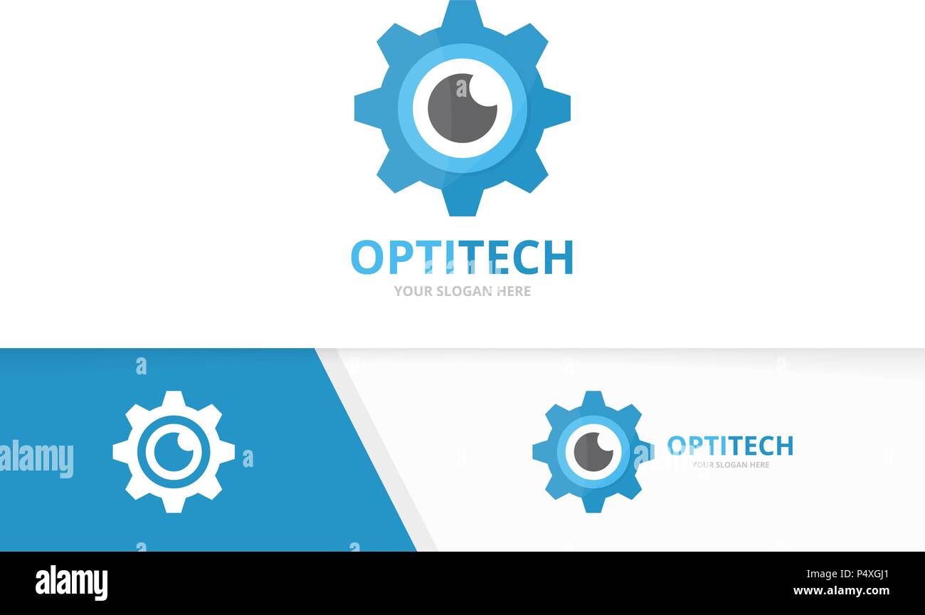 Vector eye and gear logo combination. Optic and mechanic symbol or icon ...