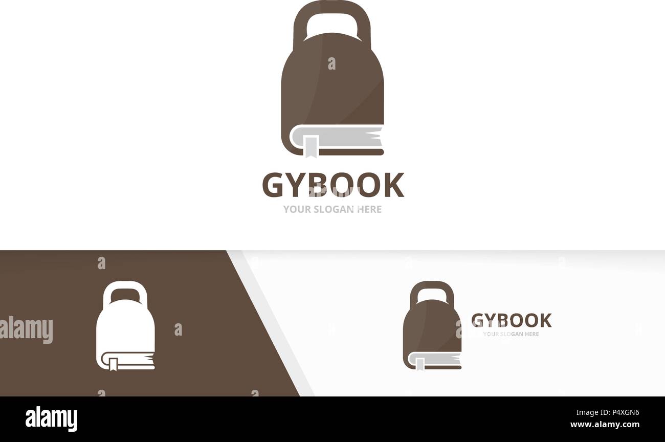 Vector sport and book logo combination. Gym and library symbol or icon ...