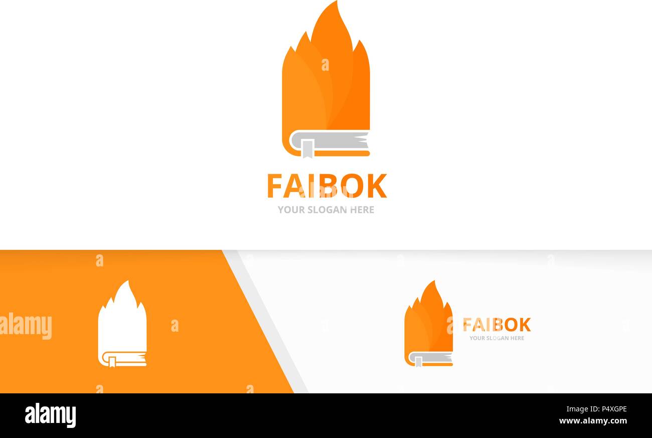 Vector fire and book logo combination. Flame and library symbol or icon ...