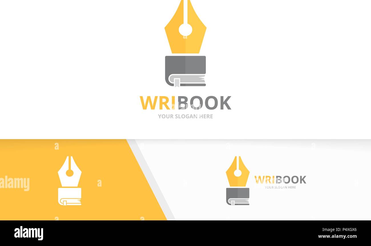 Vector pen and book logo combination. Write and library symbol or icon ...