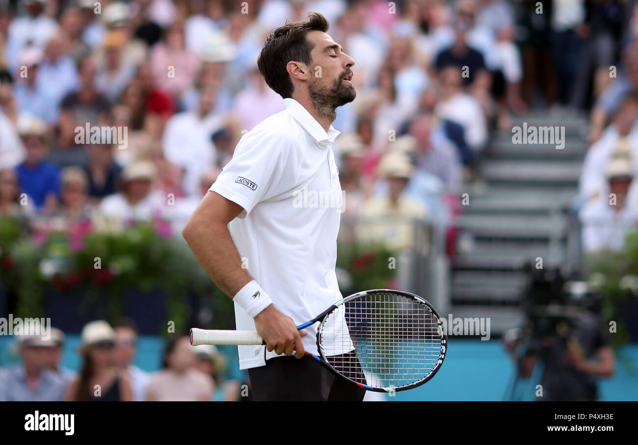 France's Jeremy Chardy appears dejected during day six of the Fever ...