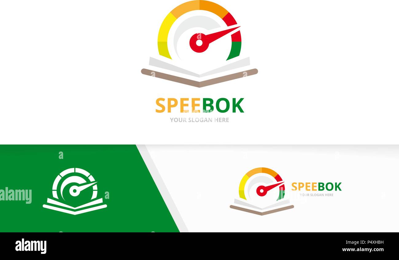Vector speedometer and open book logo combination. Tachometer and ...