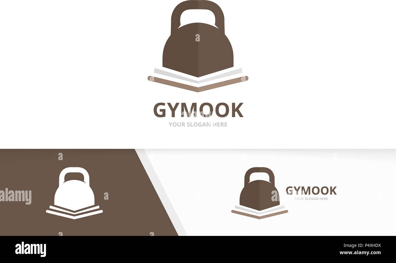 Vector sport and open book logo combination. Gym and bookstore symbol ...