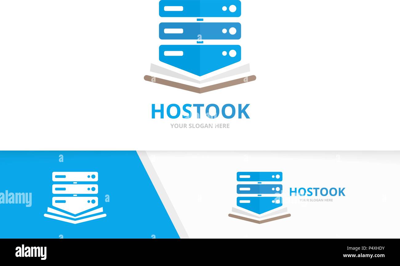 Vector host and open book logo combination. Server and bookstore symbol ...