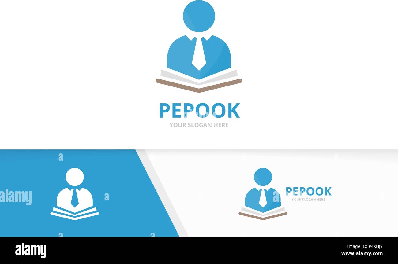 Vector man and open book logo combination. People and bookstore symbol ...