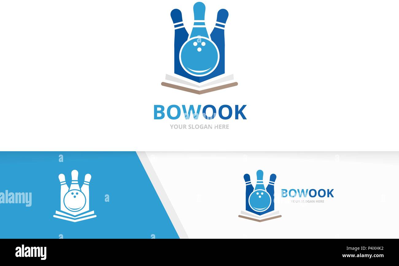 Vector bowling and open book logo combination. Game and bookstore ...