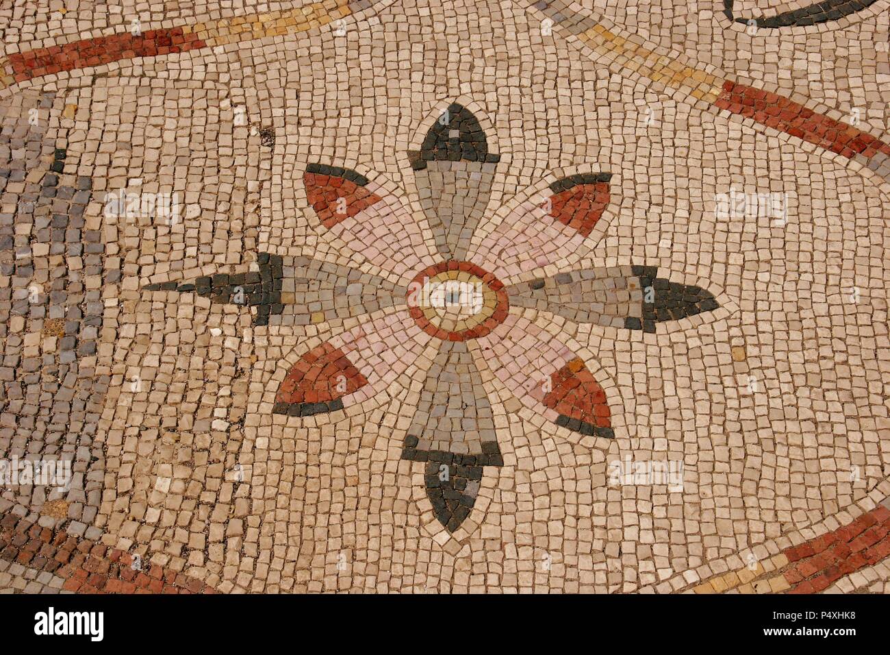 Roman mosaic. Floral decoration. Ostia Antica. Italy Stock Photo - Alamy