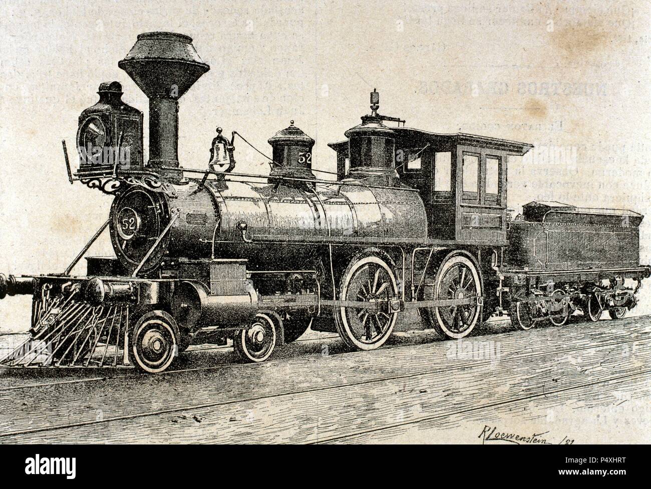 Antique drawing engraving train hi-res stock photography and images - Alamy
