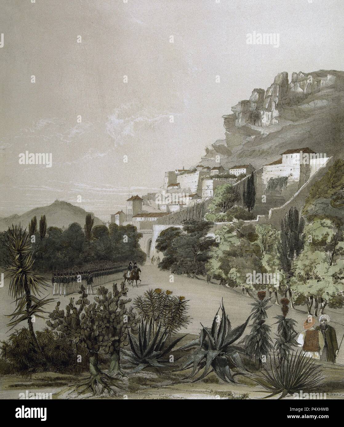 Gibraltar. View from the boulevard. Drawing by George Vivian ...