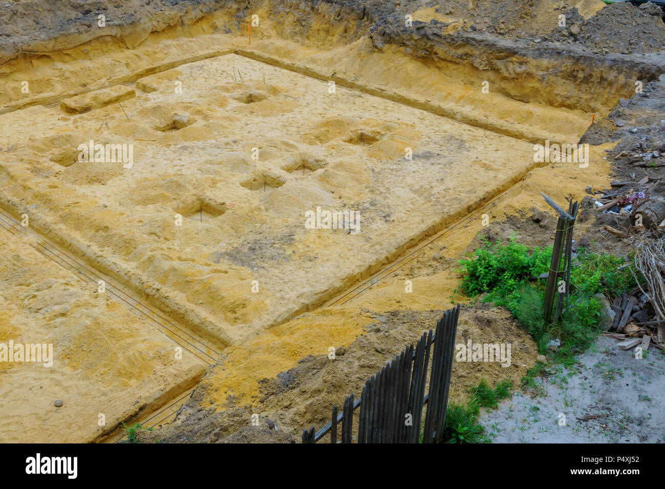 Foundation of the house building process construction of apartment ...